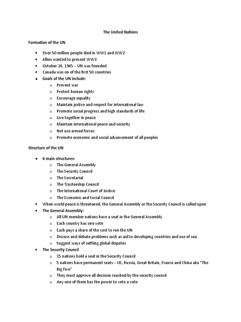The United Nations Formation of The UN | PDF