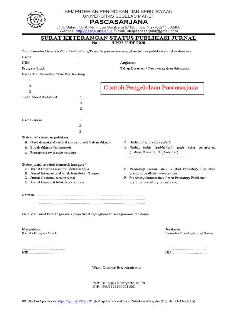 Surat Keterangan Publikasi Dan Prosiding22012020 | PDF