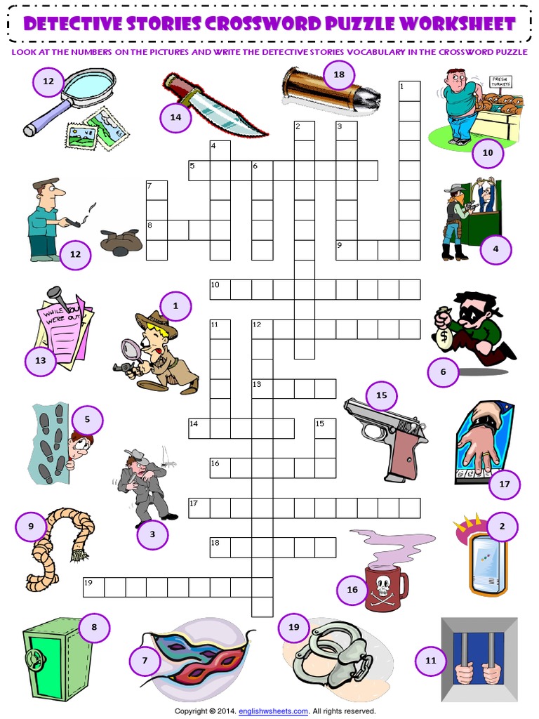 Detective Stories Esl Vocabulary Criss Cross Crossword Puzzle Worksheet ...