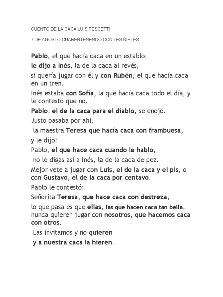 Cuento de La Caca Luis Pescetti | PDF