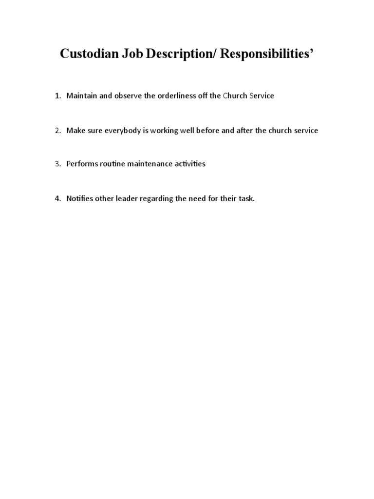 Custodian Job Description | PDF