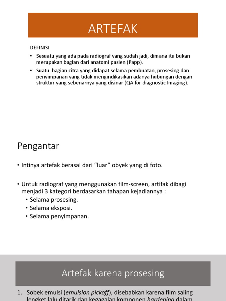 Jenis dan Penyebab Artefak Radiografi | PDF