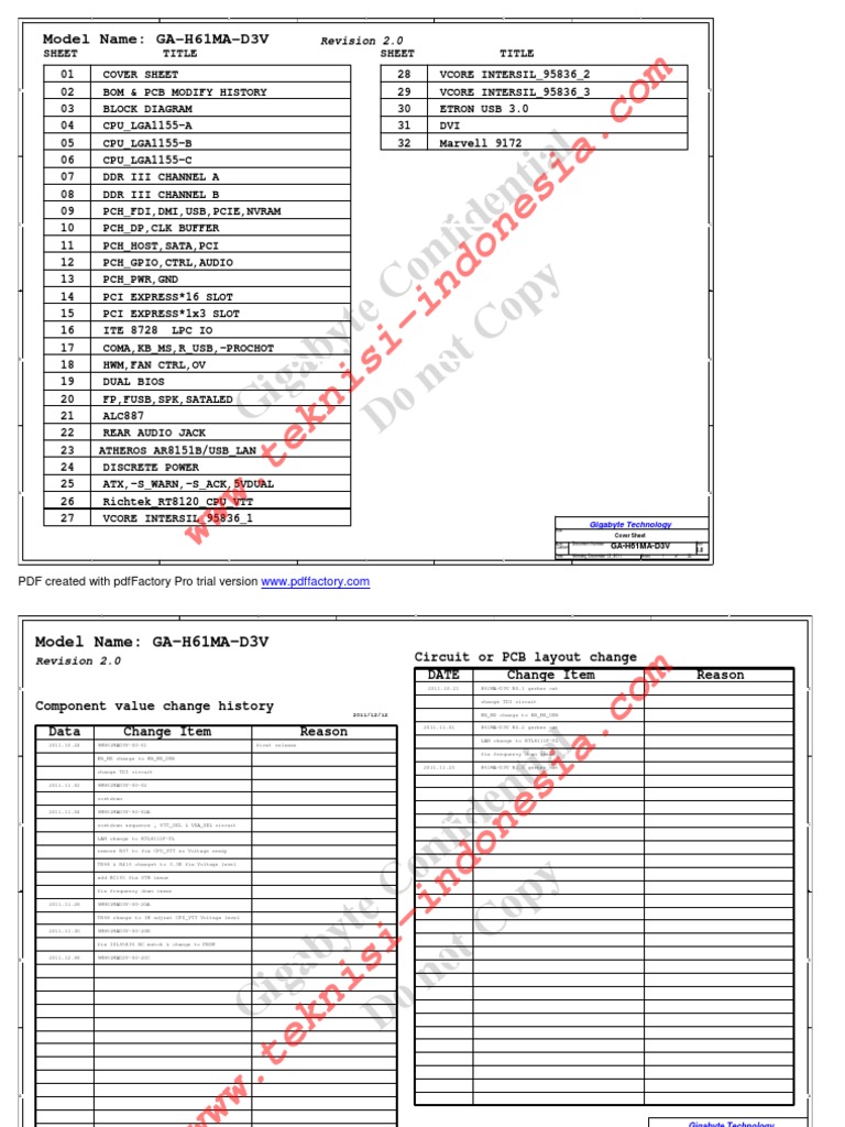 Byte Con Fiden Tial Don Otc Opy: Model Name: Ga-H61Ma-D3V | PDF ...