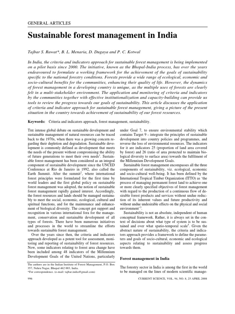 Sustainable Forest Management in India | PDF | Forestry | Sustainability