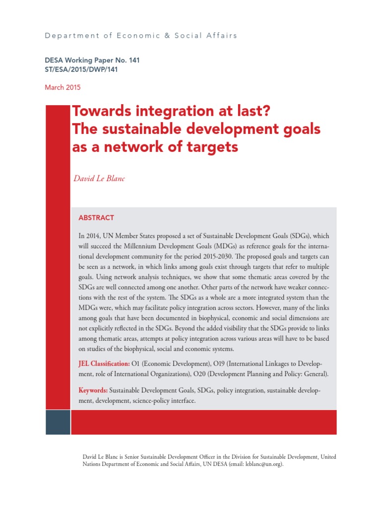 Towards Integration at Last? The Sustainable Development Goals As A ...