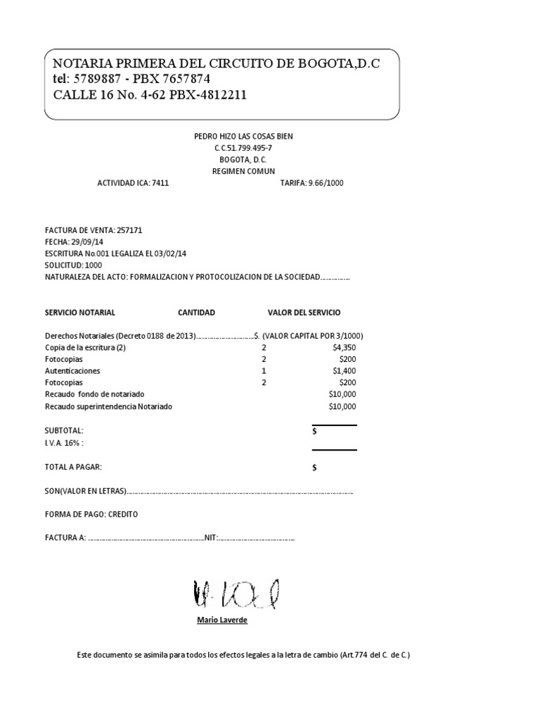 Factura Notaria | PDF