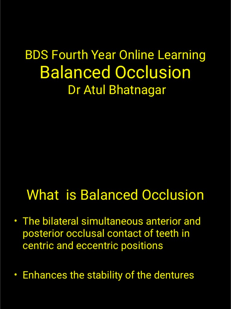 Balanced Occlusion | PDF | Mouth | Dentistry Branches