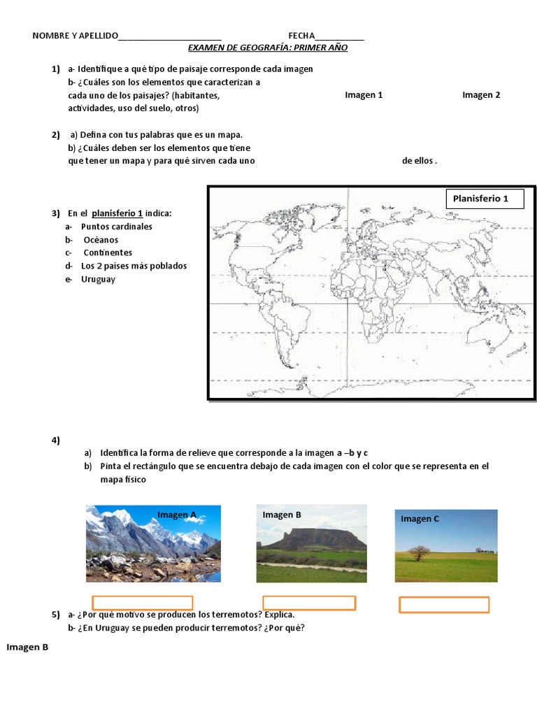 Examen de Geografía 1 2020 | PDF