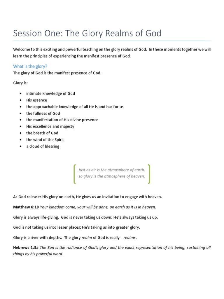 How To Access The Glory Session One Study Guide | PDF | Glory (Religion ...