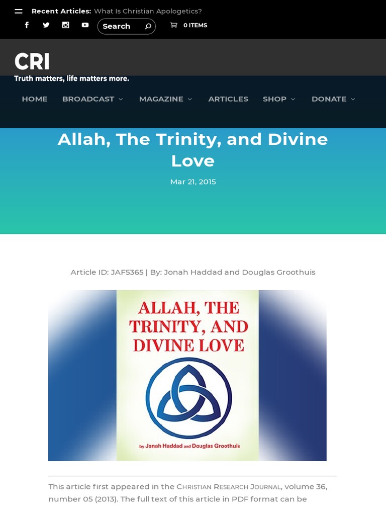 Equip Org Allah The Trinity and Divine Love | PDF | Tawhid | God In Islam