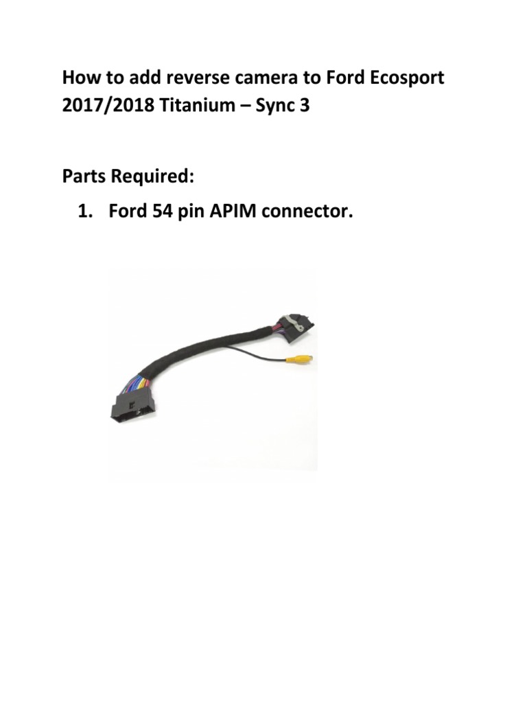 How To Add Reverse Camera To Ford Ecosport 2018 Titanium | PDF