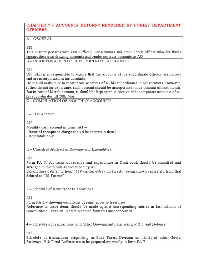 Accounts Code Vol III Reports To Be Rendered by Forest Department | PDF | Debits And Credits ...