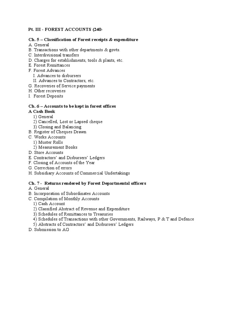 Accounts Code Vol III Forest Topics | PDF