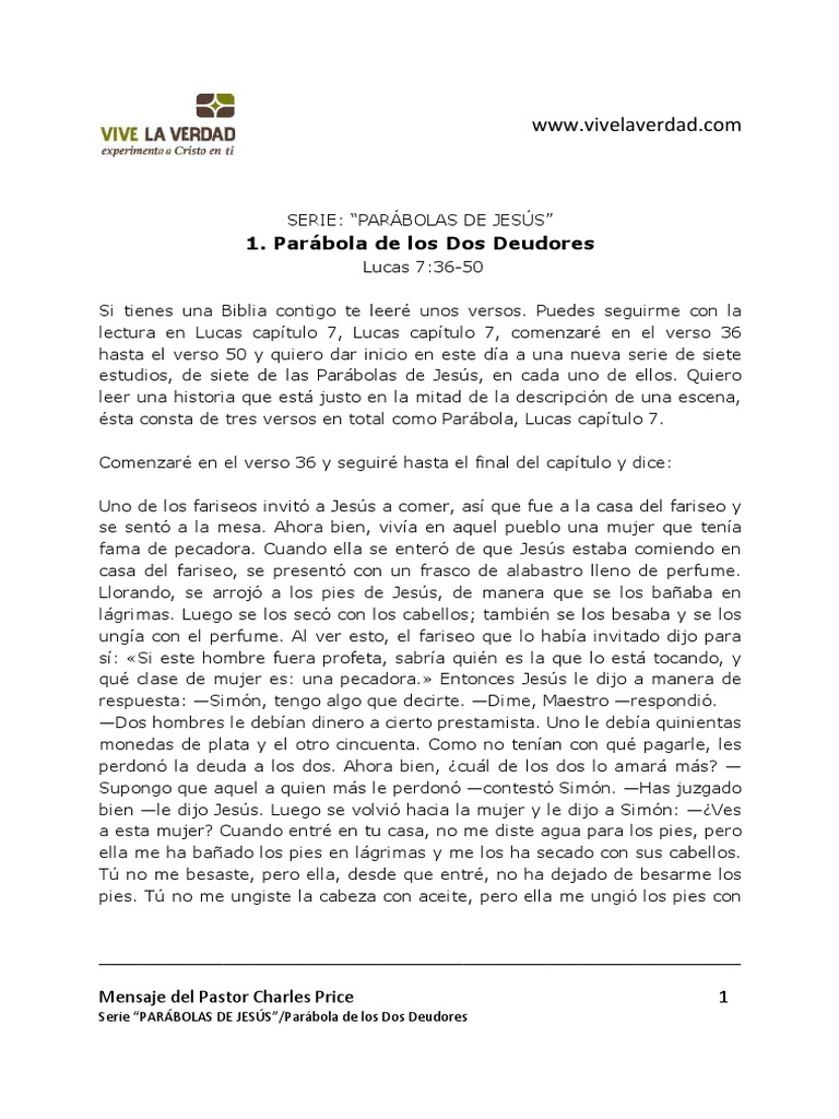 Parábola de Los Dos Deudores | PDF | Jesús | Parábolas de Jesús