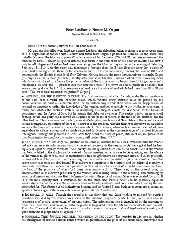 Peter Laidlaw v. Hector M. Organ: Supreme Court of The United States ...