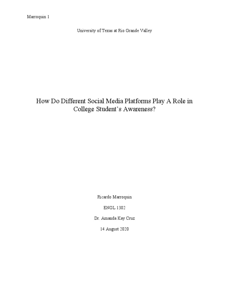Engl Research Paper Final Draft | PDF | Social Media | Popular Culture ...