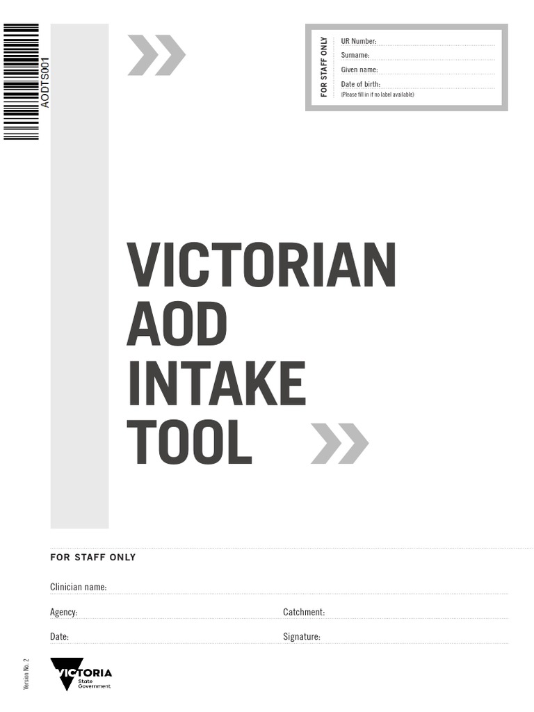 Victorian AOD Intake Tool | PDF | Substance Abuse | Chronic Condition