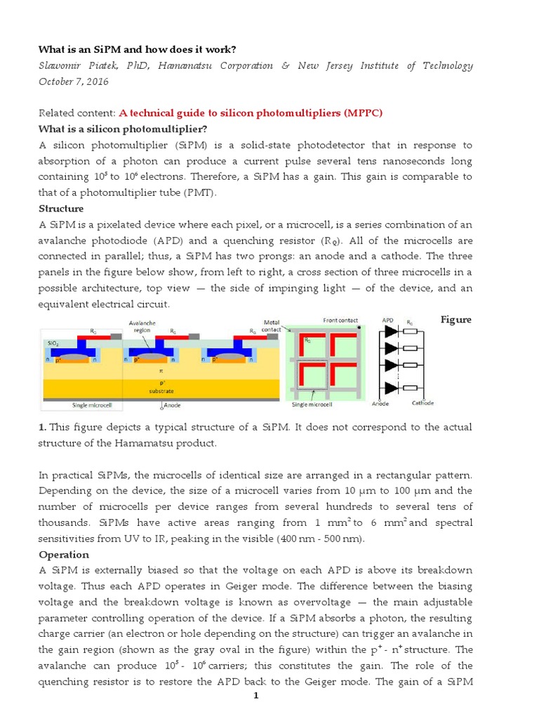 What Is An SiPM and How Does It Work | PDF | Optics | Electromagnetism