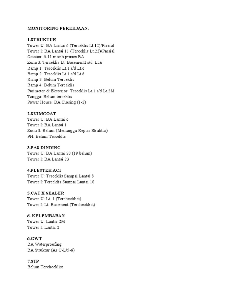 Monitoring Pekerjaan | PDF