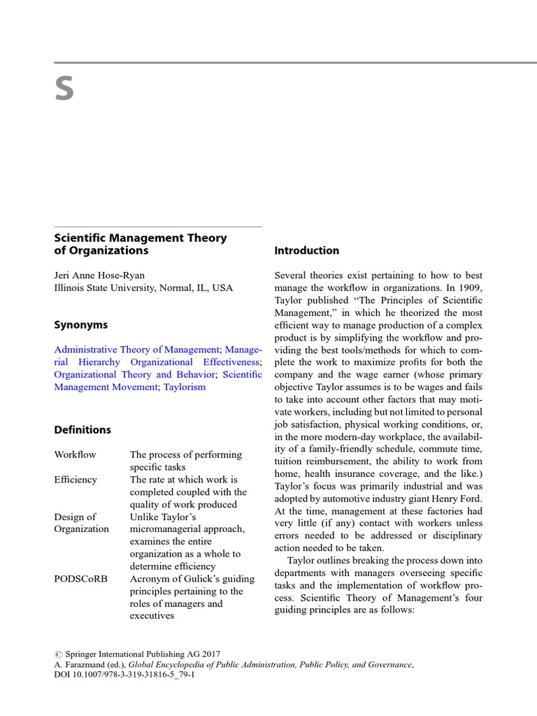 Scientific Management Theory Overview | PDF | Economies | Business