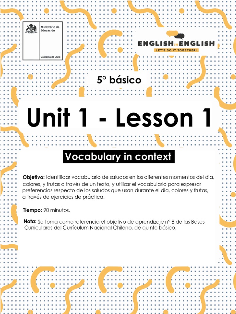 G6 - Unit 1 Lesson 1 - Vocabulary 1 Saludos | PDF | Idiomas