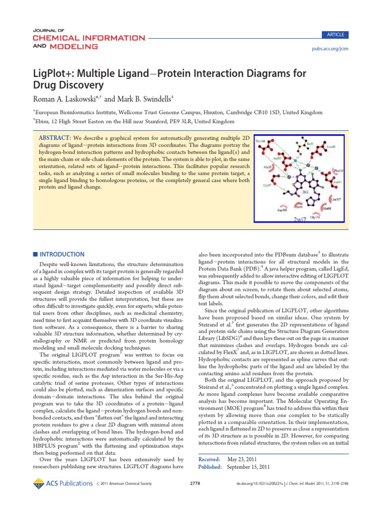 LigPlot Multiple LiganProtein Interaction Diagrams For | PDF | Sequence Alignment | Proteins