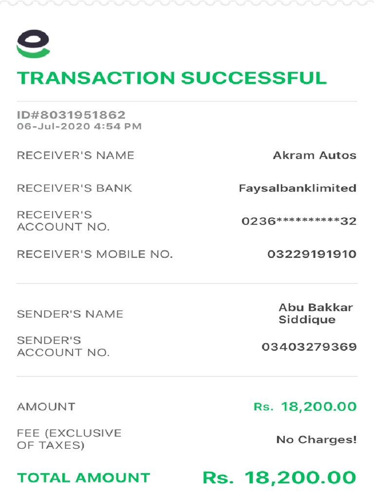 Easy Paisa Slip Sample | PDF