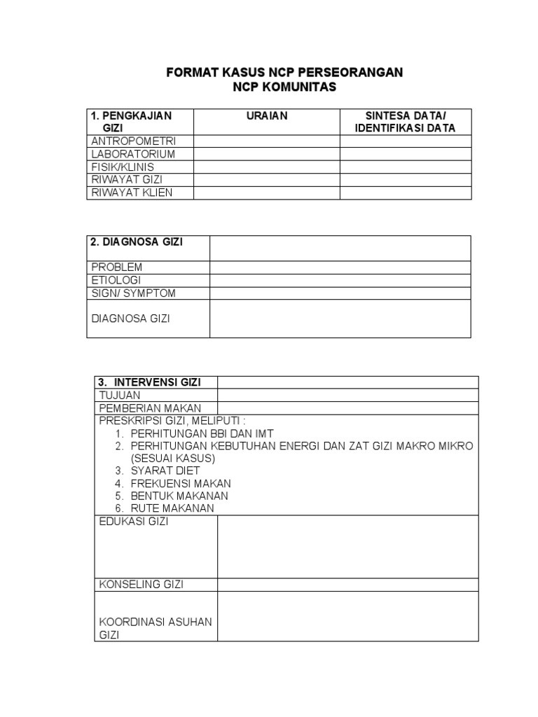 Format Kasus NCP Komunitas Perseorangan | PDF | Pengembangan Diri ...