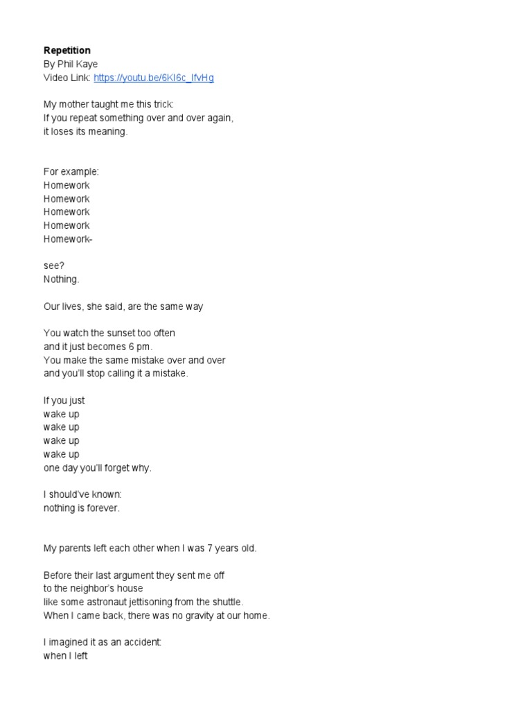 Repetition by Phil Kaye | PDF