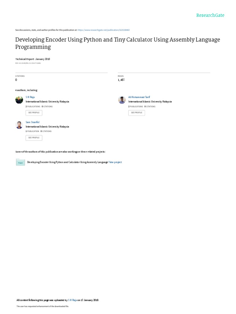 Developing Encoder Using Python and Tiny Calculator Using Assembly ...