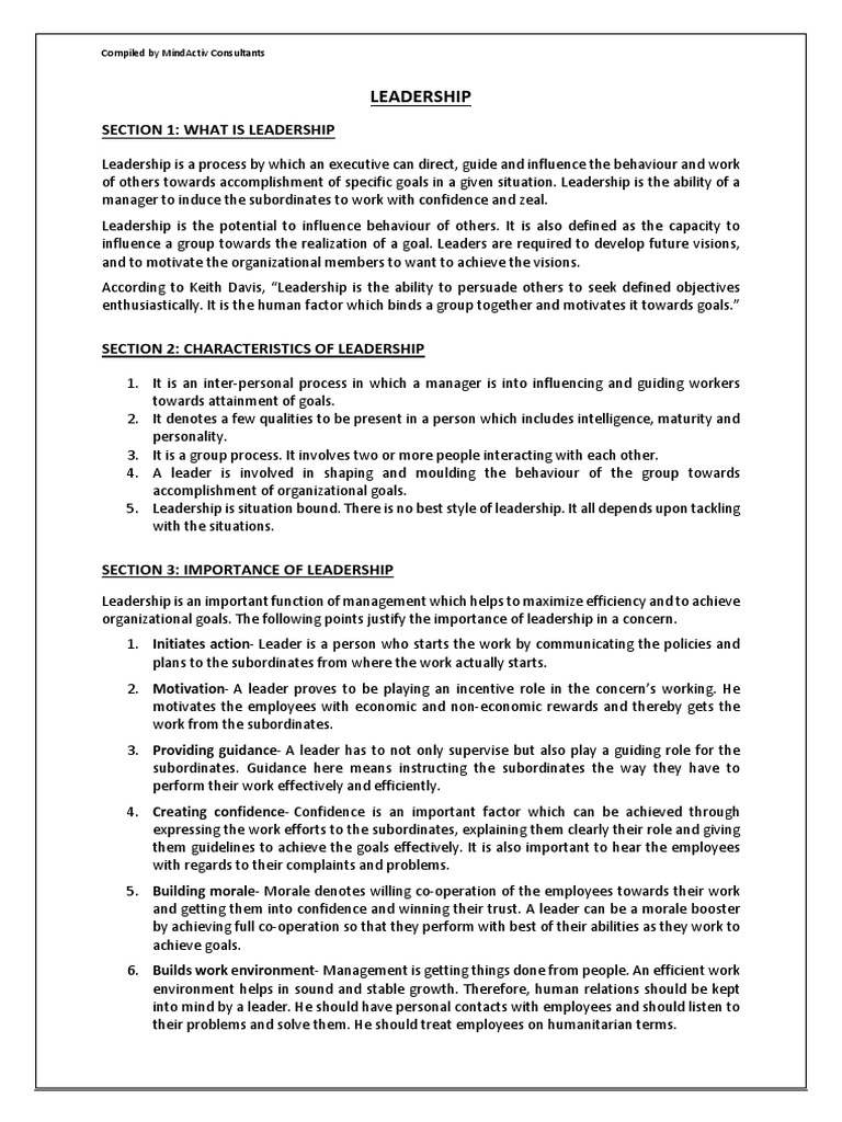 Leadership: Section 1: What Is Leadership | PDF | Leadership | Motivation