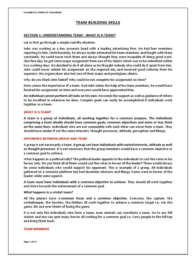 Team Building Skills for Managers | PDF | Leadership | Organizational ...