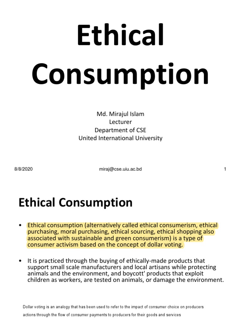 Ethical Consumption | PDF | Consumerism | Policy