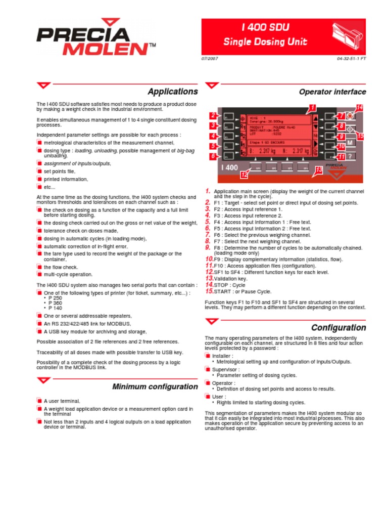 Controller I400 SDU | PDF | Input/Output | Application Software