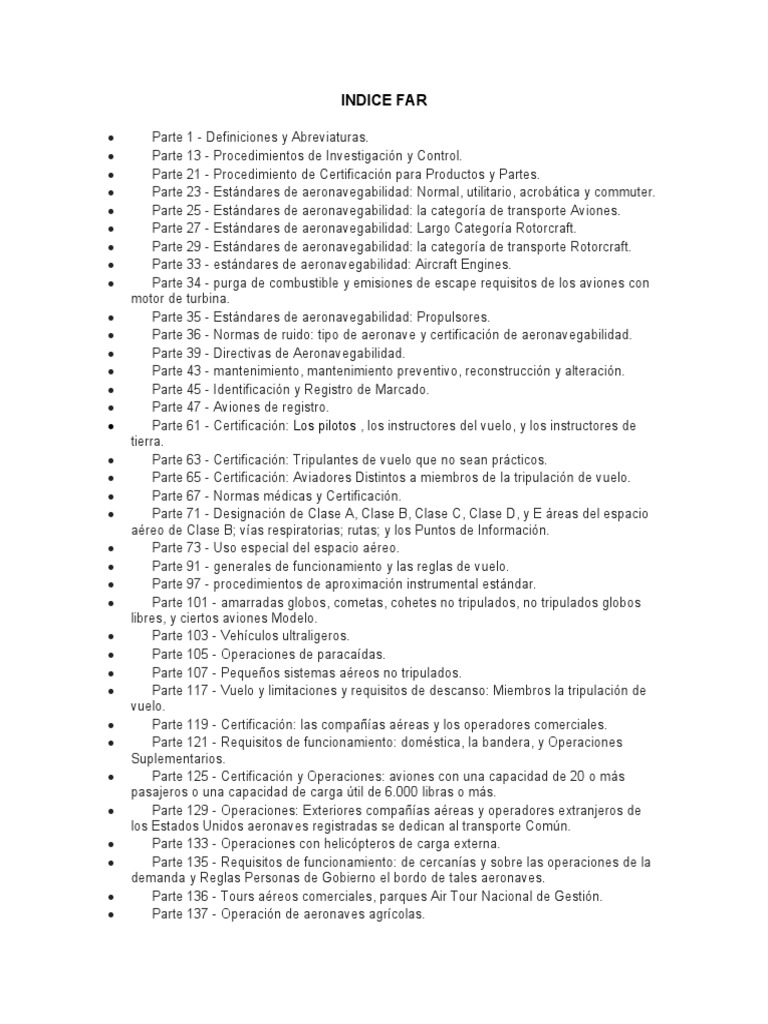 Indice Far 1 | PDF | Aeronave | Aviación