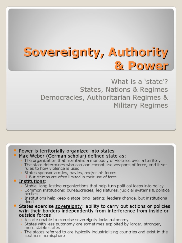 Sovereignty Authority Power | PDF | Heads Of State | Separation Of Powers