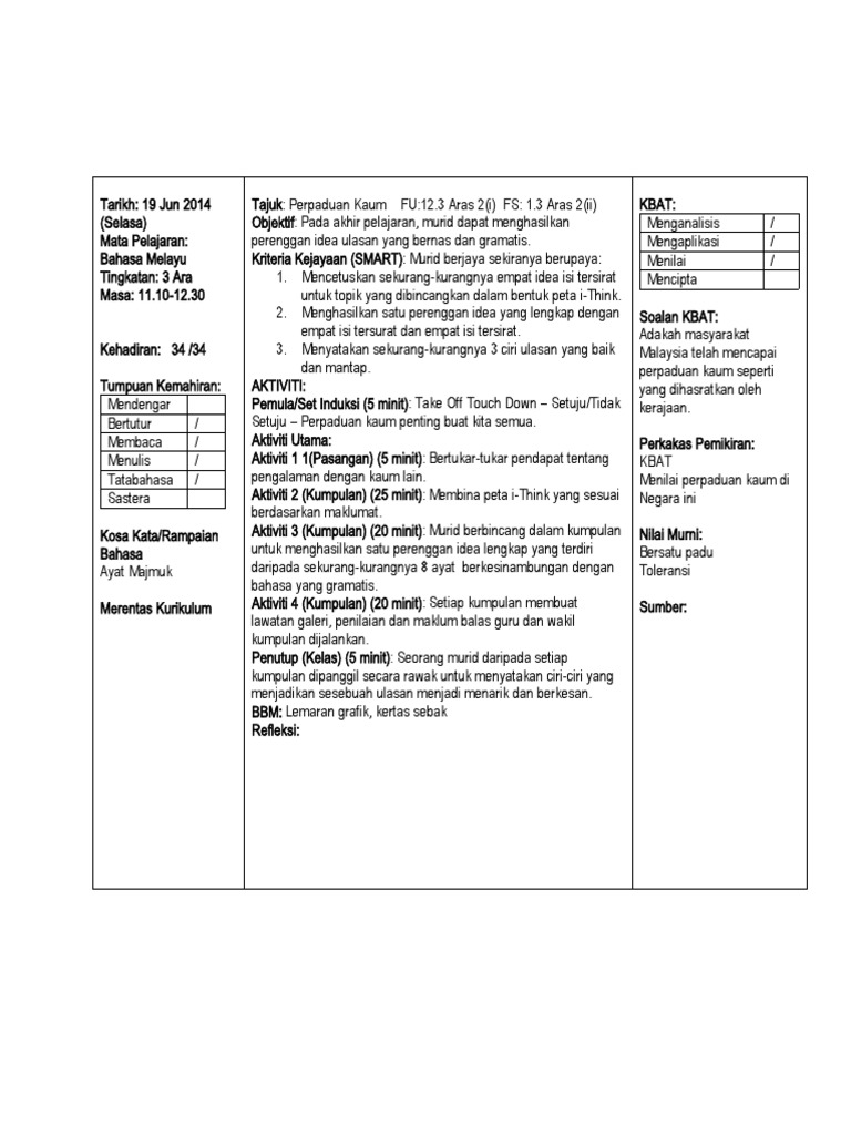 Contoh RPH Karangan | PDF