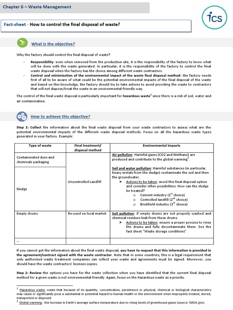Final Waste Disposal Management Guide | PDF | Hazardous Waste | Waste ...