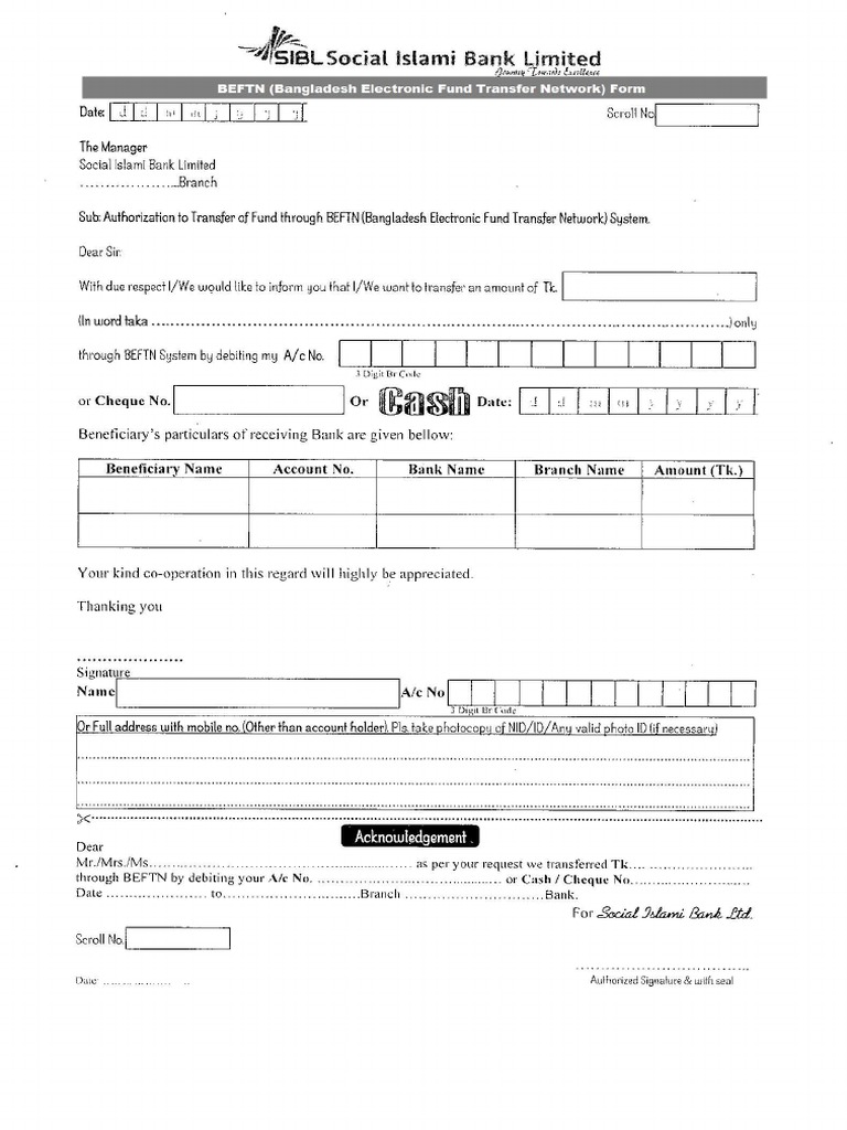 Electronic Fund Transfer Form | PDF