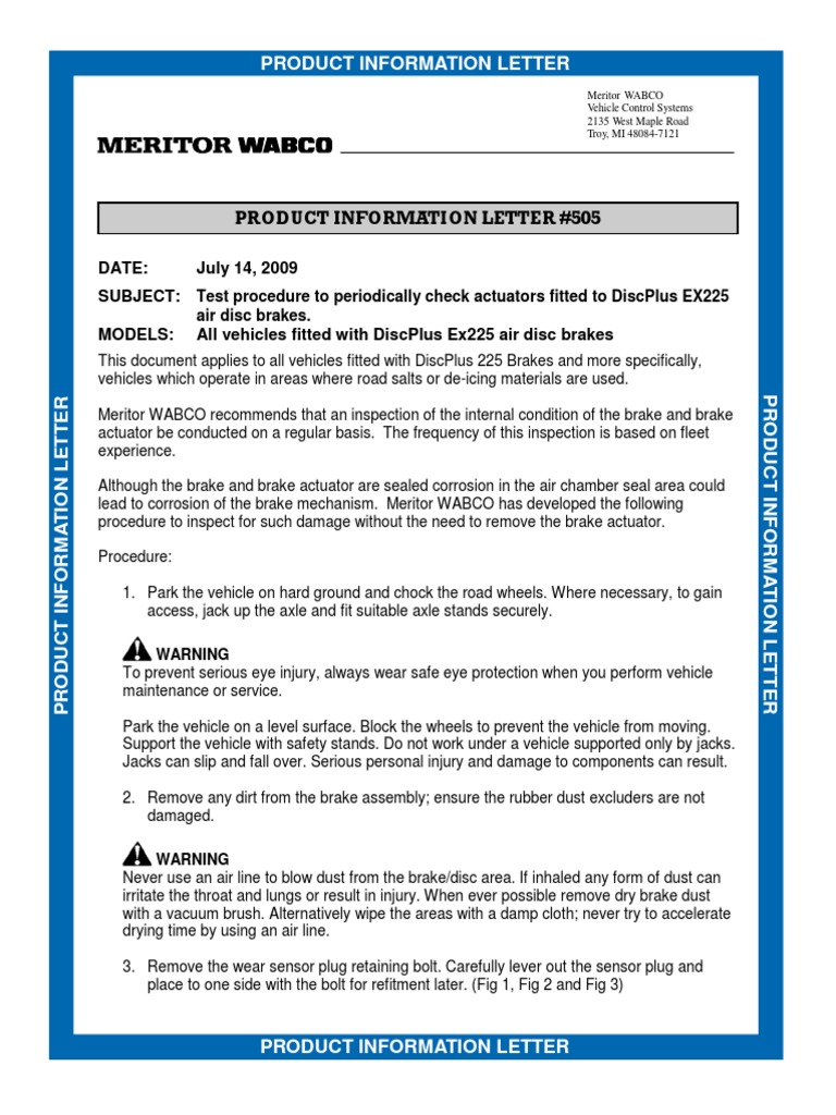 Product Information Letter | PDF | Electrical Connector | Brake