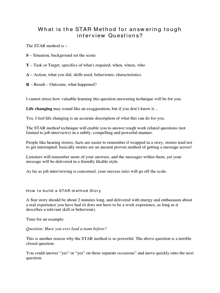 STAR Method PDF | PDF | Job Interview | Cognitive Science