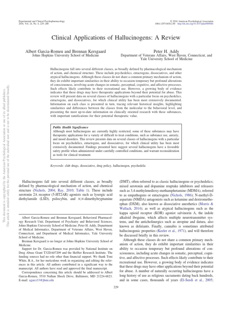 Clinical Applications of Hallu PDF | PDF | Hallucinogen | Lysergic Acid ...