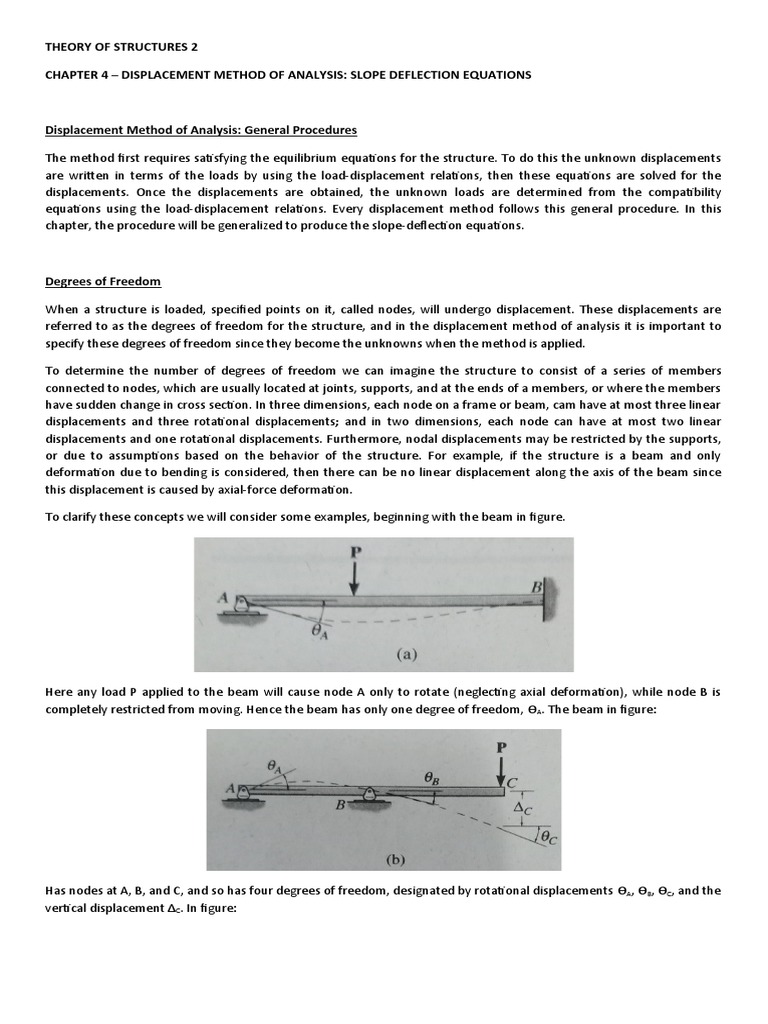 Theory of Structures 2 Chapter 4 - Displacement Method of Analysis: Slope Deflection Equations ...