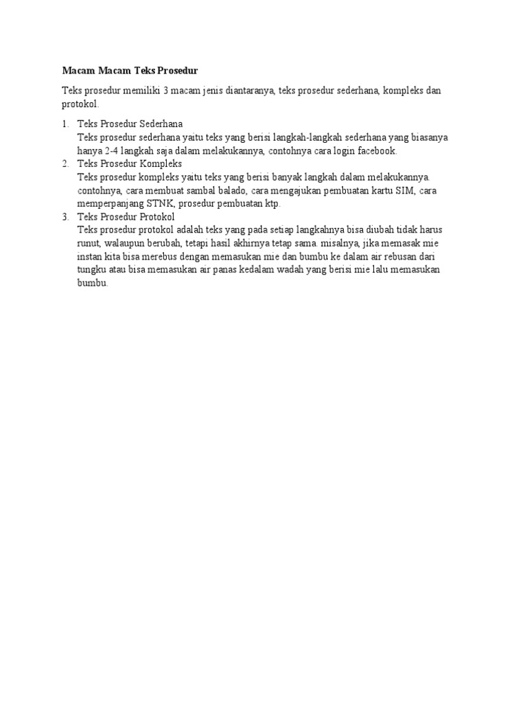 Jenis-Jenis Teks Prosedur | PDF