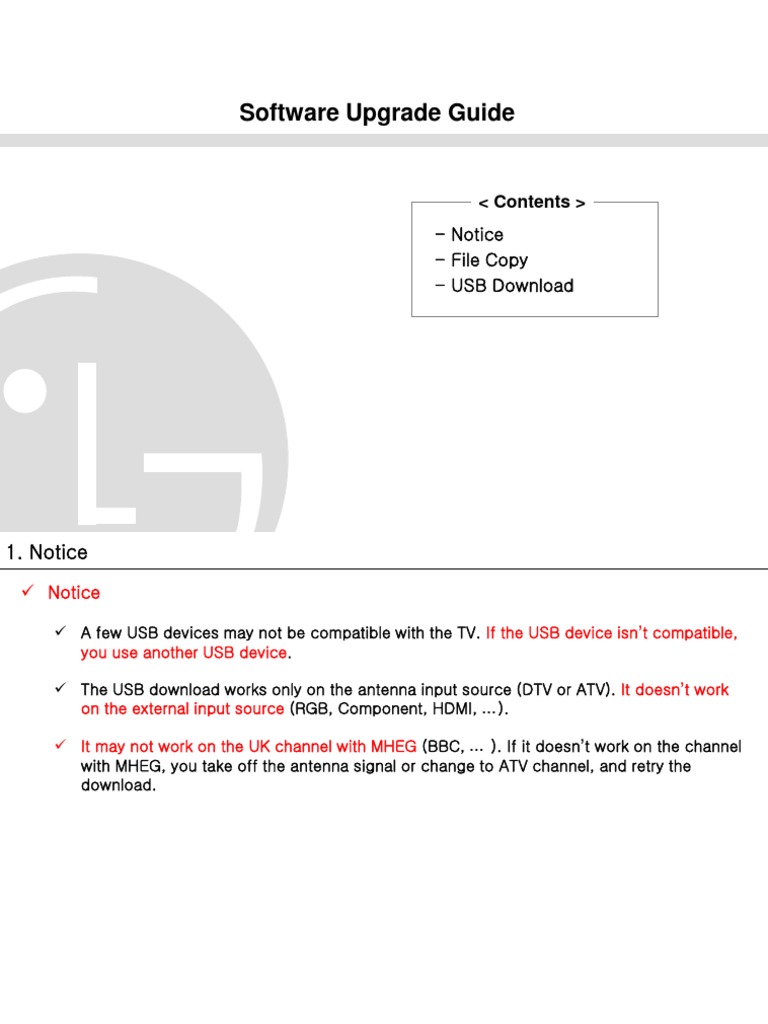 Usb Software Upgrade For Tvs Pdf Usb Television