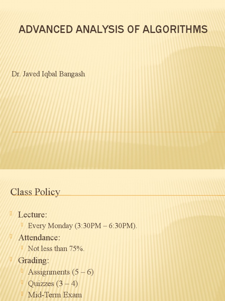 AdvD&AoA - Lecture1 | PDF | Summation | Algorithms
