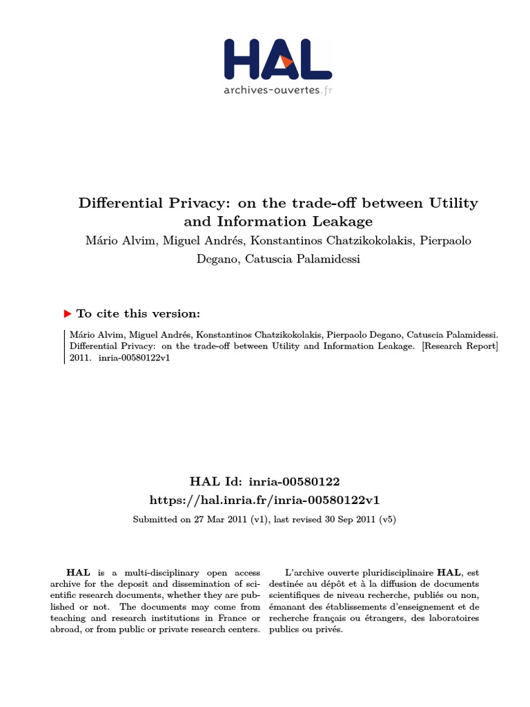 Differential Privacy: Utility vs. Leakage | PDF | Teaching Mathematics