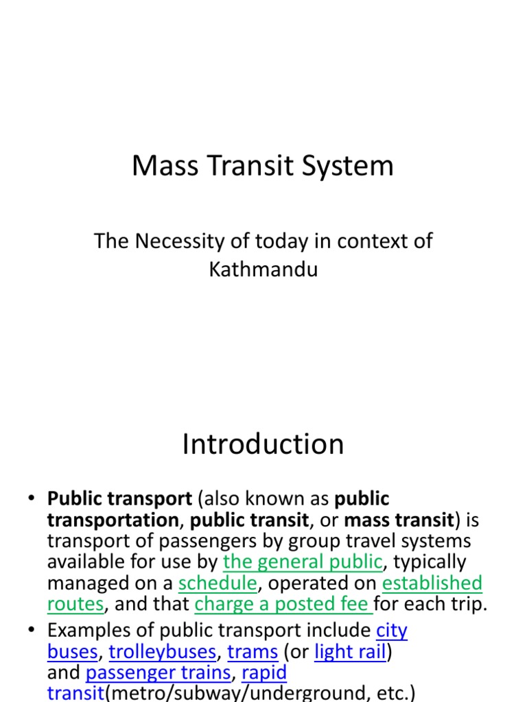 Mass Transit System | PDF | Public Transport | Rapid Transit