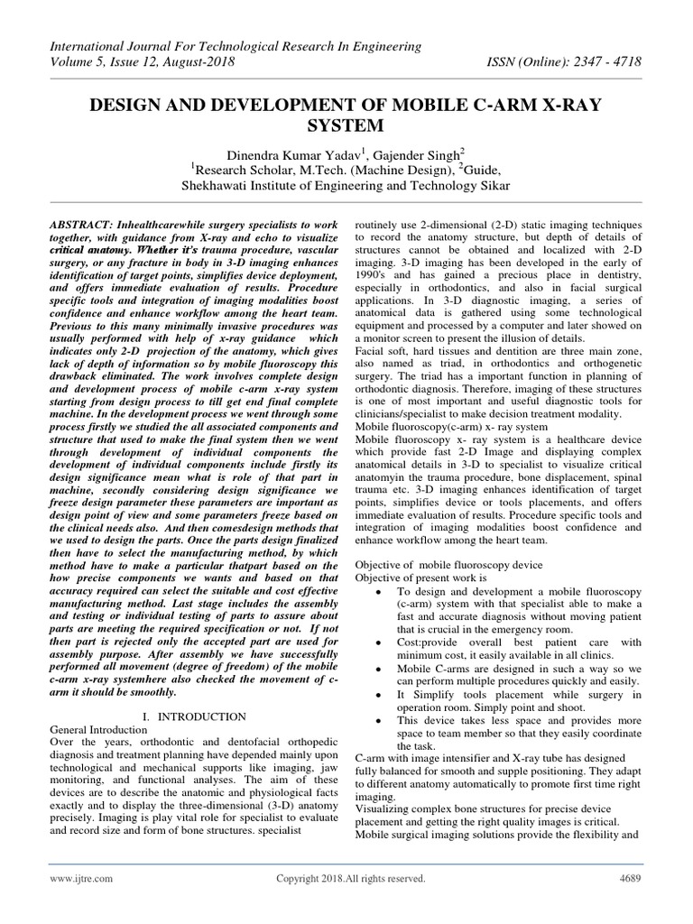 Design & Development of C Arm X Ray System | PDF | Ct Scan | Medical ...