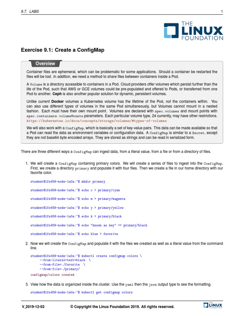 Exercise 9.1: Create A Configmap | PDF | Software | System Software